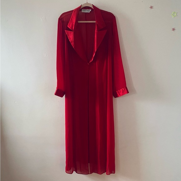 Jessica Howard | Tops | Vintage 9s Sheer Ruby Red Duster | Poshmark